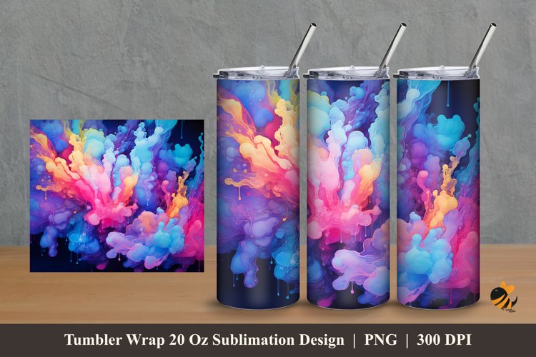 Liquid Neon Tumbler Wrap Sublimation Design 2