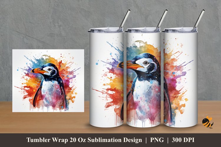 Penguin Art Tumbler Wrap Sublimation Design 2