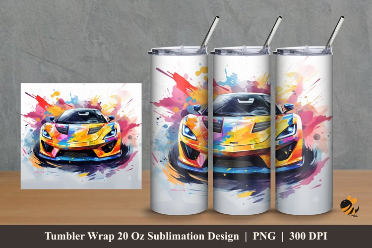 Racing Car Art Tumbler Wrap Sublimation Design 2