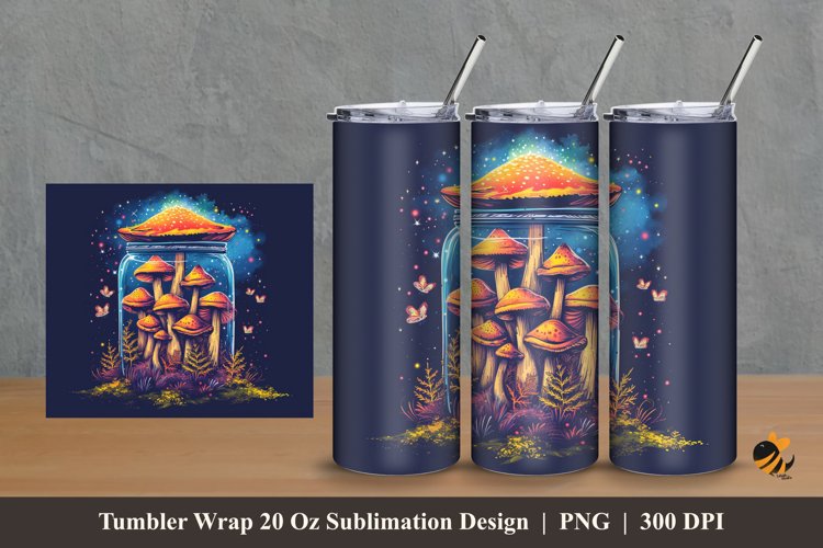 Mushroom Jar Tumbler Wrap Sublimation Design 2