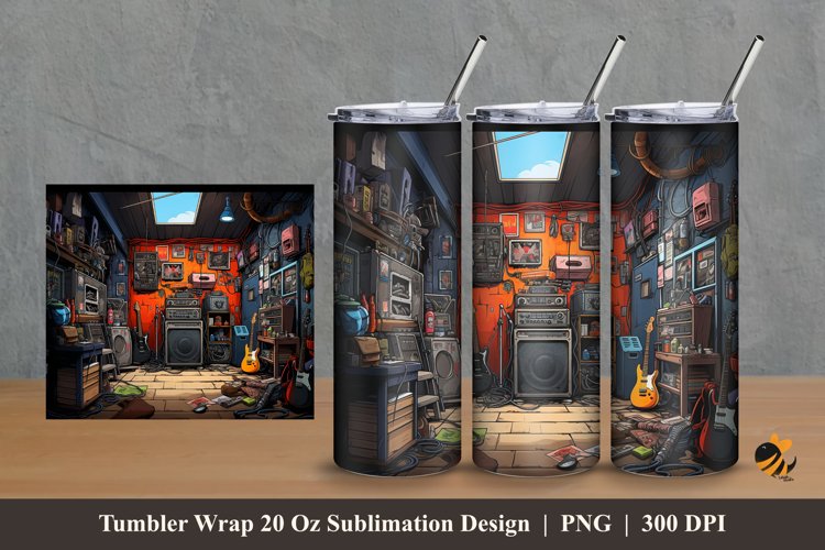 Music Studio Tumbler Wrap Sublimation Design 2