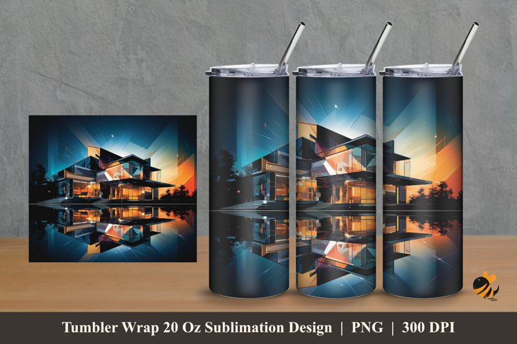 Modern House Tumbler Wrap Sublimation Design 2