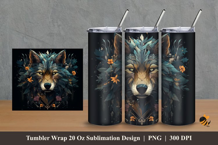 Wolf King Tumbler Wrap Sublimation Design 2