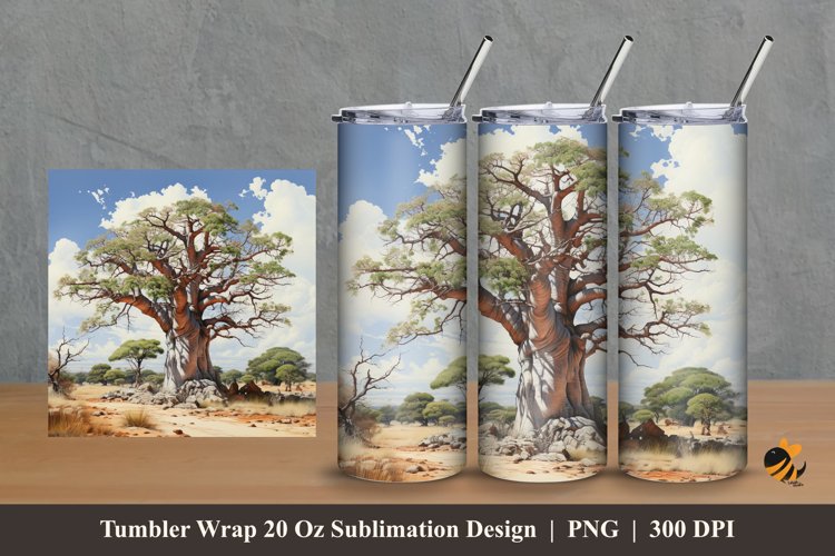 Watercolor Tree Tumbler Wrap Sublimation Design 2 (3815063)