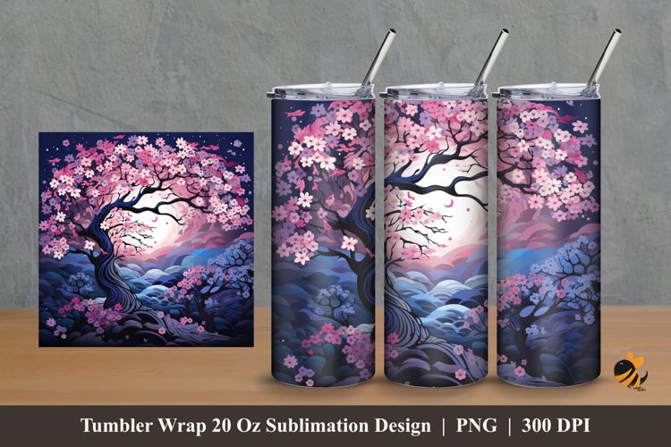 Sakura View Tumbler Wrap Sublimation Design 2
