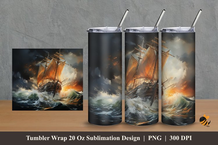 Sea Storm Tumbler Wrap Sublimation Design 2