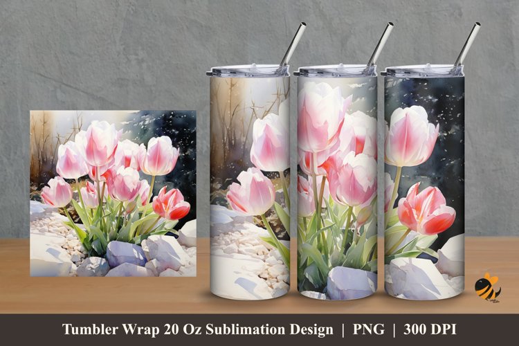 Nature Tulip Tumbler Wrap Sublimation Design 2