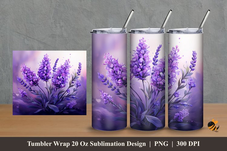 Lavender Floral Tumbler Wrap Sublimation Design 2