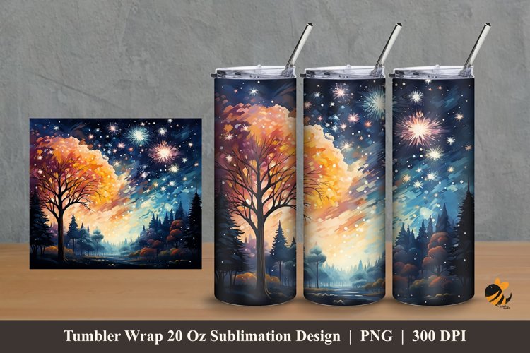 Sparkling Stars Tumbler Wrap Sublimation Design 2