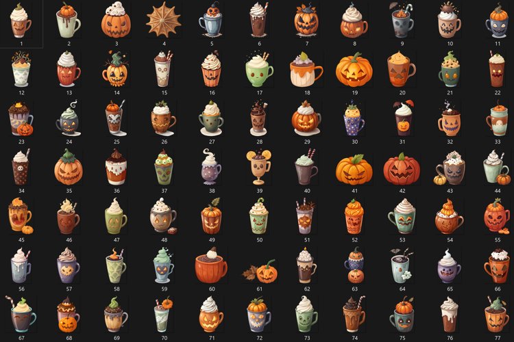 Halloween Hot Drinks Illustration Set