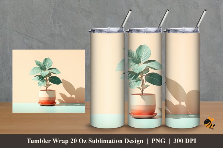 Plant's Pot Tumbler Wrap Sublimation Design 2