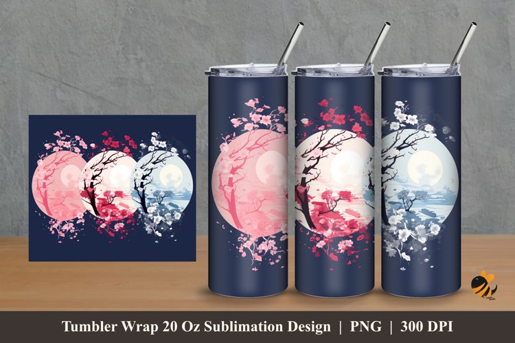 Sakura Branch Tumbler Wrap Sublimation Design 2