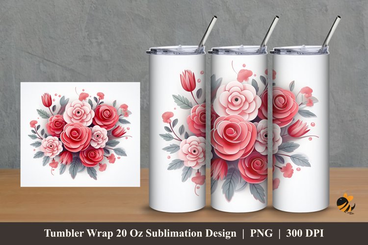 Melody of Flowers Tumbler Wrap Sublimation Design (3113903)