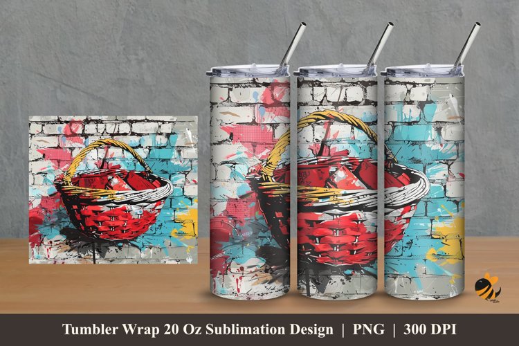 Street Art Basket Tumbler Wrap Sublimation Design (4628895)