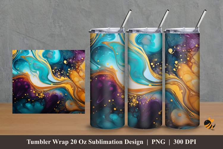 Turquoise Tumbler Wrap Sublimation Design 2