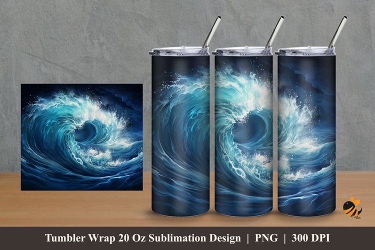 Aqua Wave Tumbler Wrap Sublimation Design 2