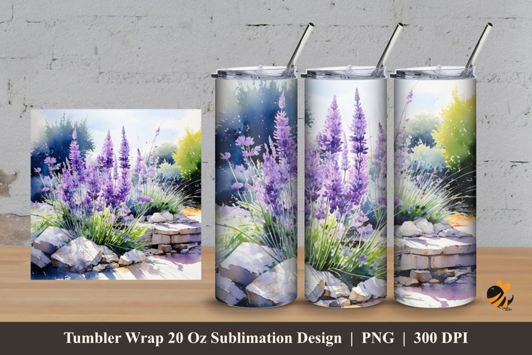 Wild Lavender Tumbler Wrap Sublimation Design 3