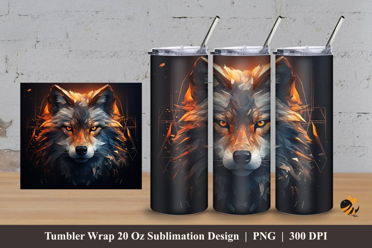 Wolf Face Tumbler Wrap Sublimation Design 3