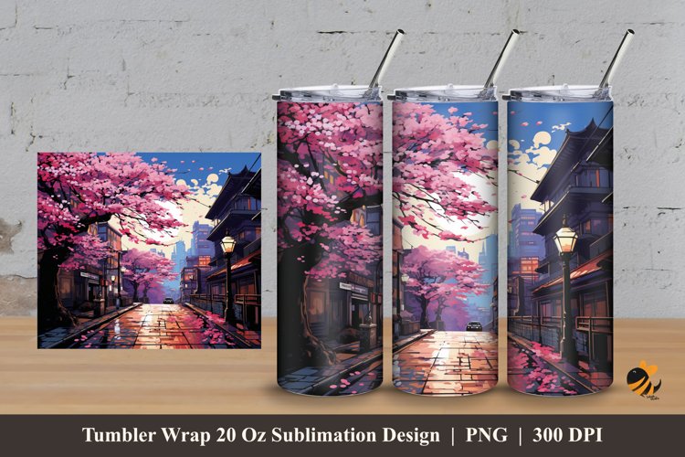 Awesome Sakura Tumbler Wrap Sublimation Design 3