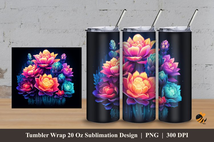 Colorful Cactus Tumbler Wrap Sublimation Design 3