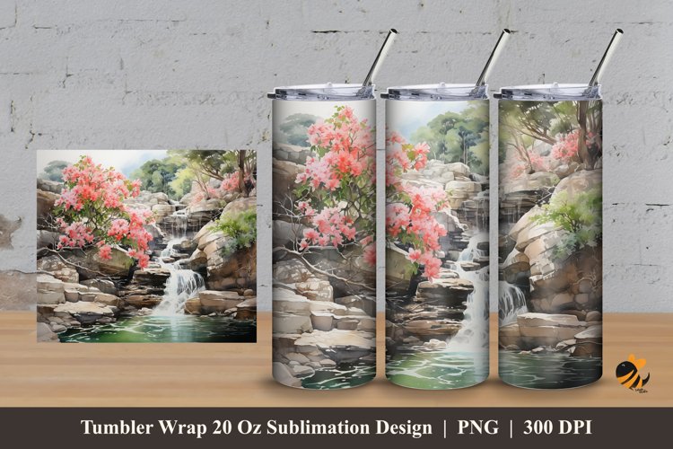 Water Flow River Tumbler Wrap Sublimation Design 3