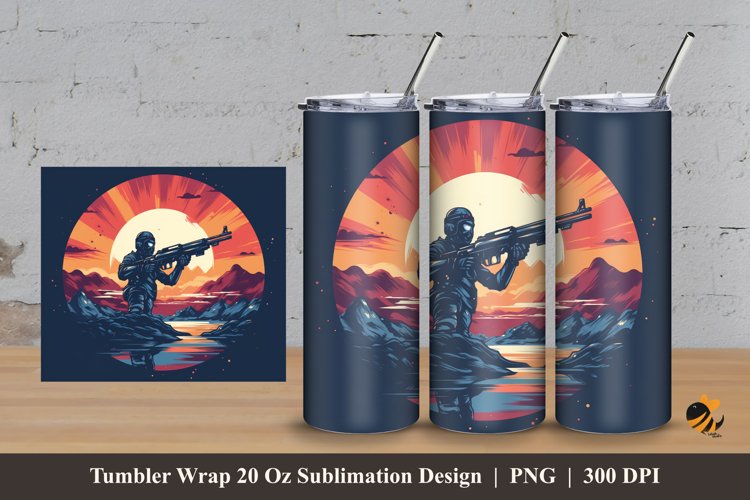 Shooter Tumbler Wrap Sublimation Design 3