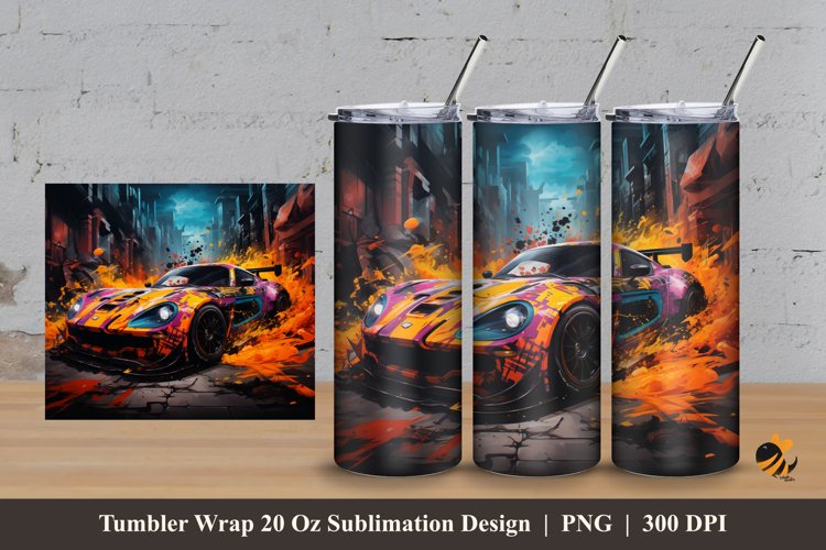 Street Car Tumbler Wrap Sublimation Design 3