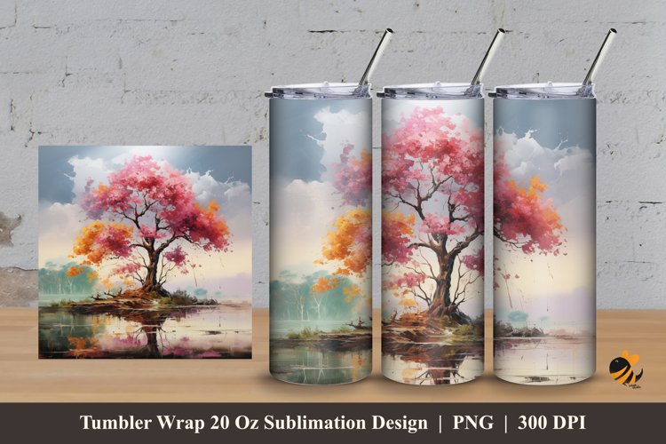 Beautiful Tree Tumbler Wrap Sublimation Design 3