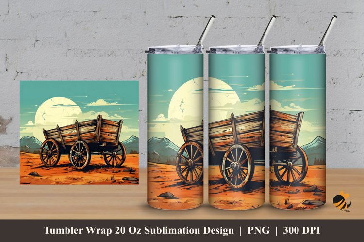 Retro Wagon Tumbler Wrap Sublimation Design 3