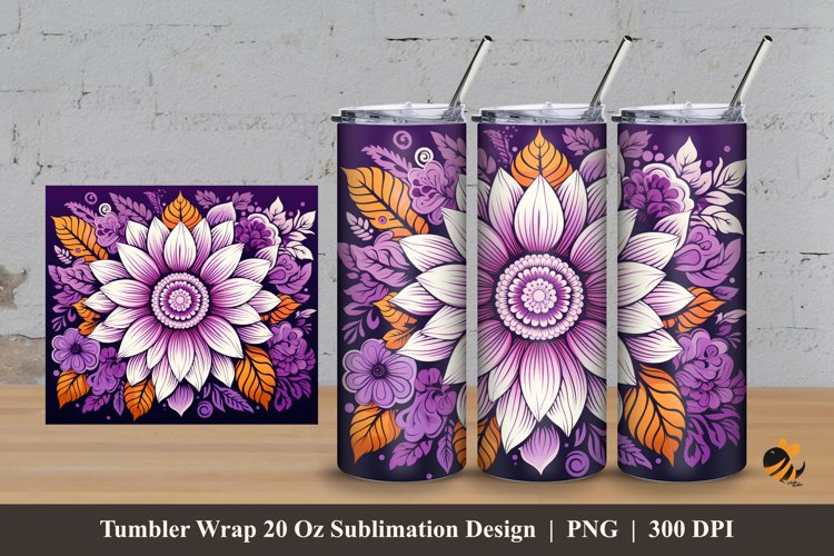 Floral Batik Tumbler Wrap Sublimation Design 3 (4009265)
