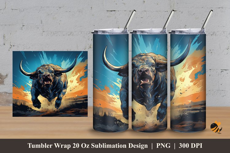 Bull Jumps Tumbler Wrap Sublimation Design 3