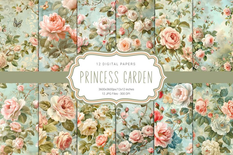 Princess Garden 12 Digital Papers