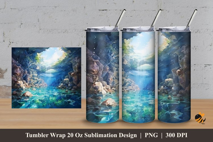 Blue Ocean Tumbler Wrap Sublimation Design 3