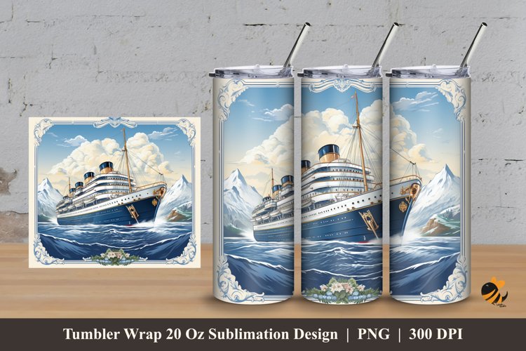 Travel Ship Tumbler Wrap Sublimation Design 3