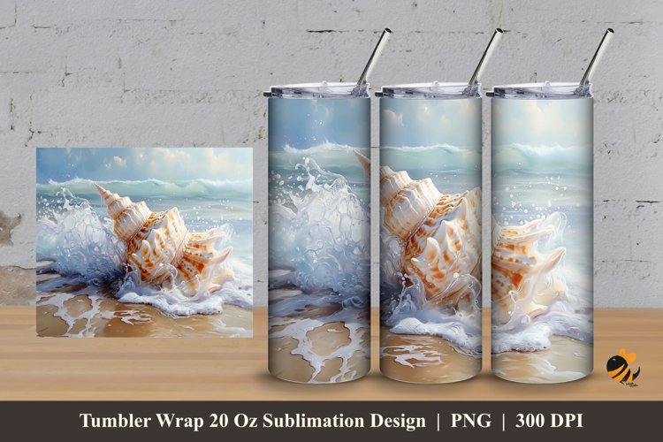 Seashell Tumbler Wrap Sublimation Design 3
