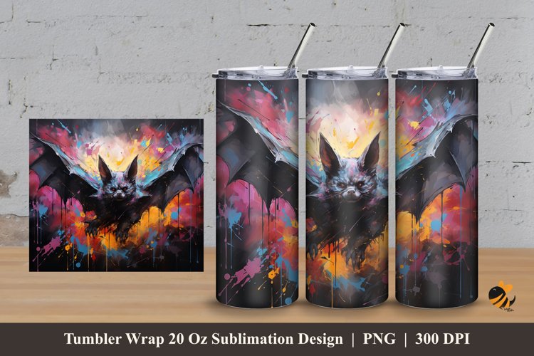 Bat Abstract Tumbler Wrap Sublimation Design 3