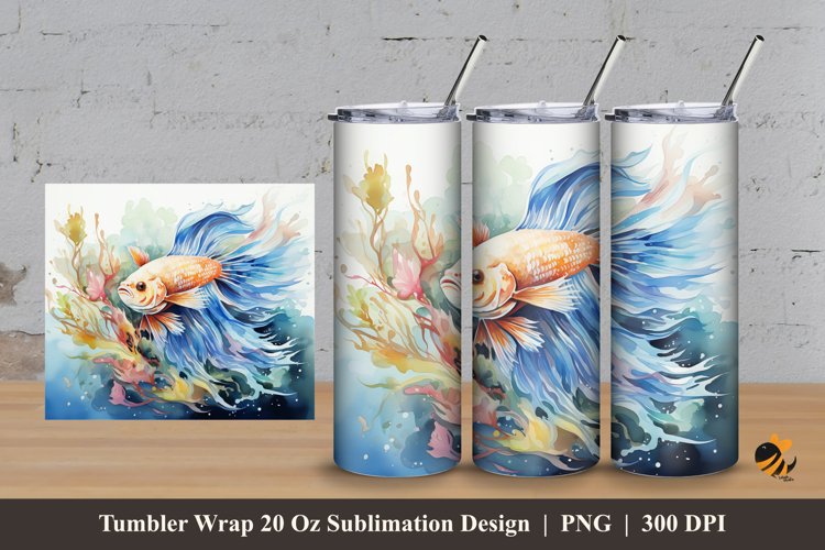 Betta Aquarium Tumbler Wrap Sublimation Design 3