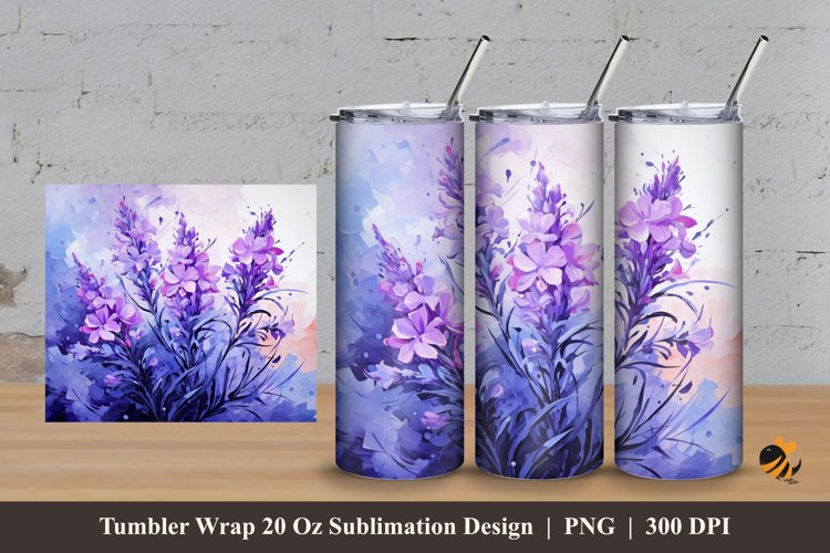 Painting Lavender Tumbler Wrap Sublimation Design (3155068)