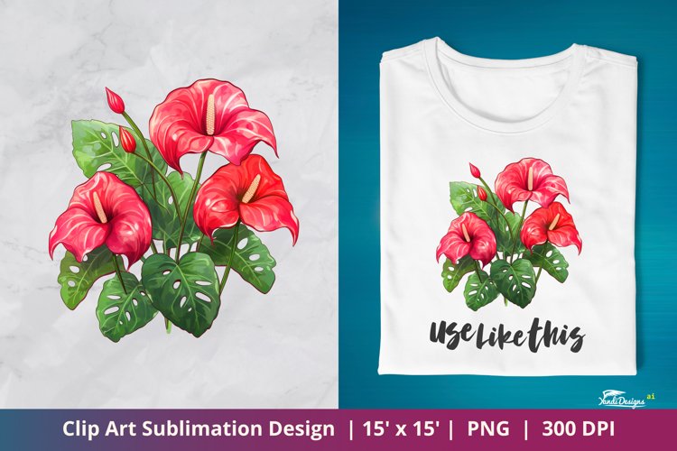 Beautiful Anthurium Flower Clip Art Sublimation 3