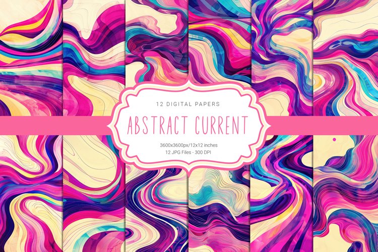 Abstract Current 12 Digital Papers