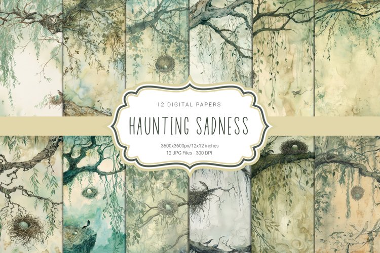 Haunting Sadness 12 Digital Papers