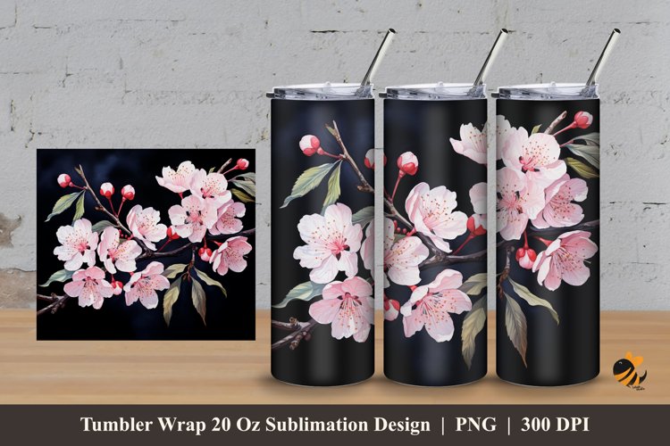 Cute Sakura Tumbler Wrap Sublimation Design 3