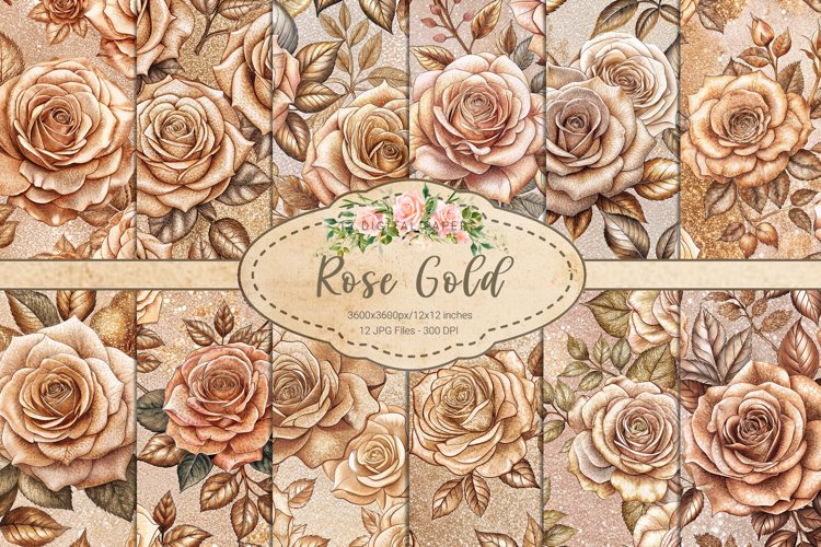 Rose Gold Glittering Roses