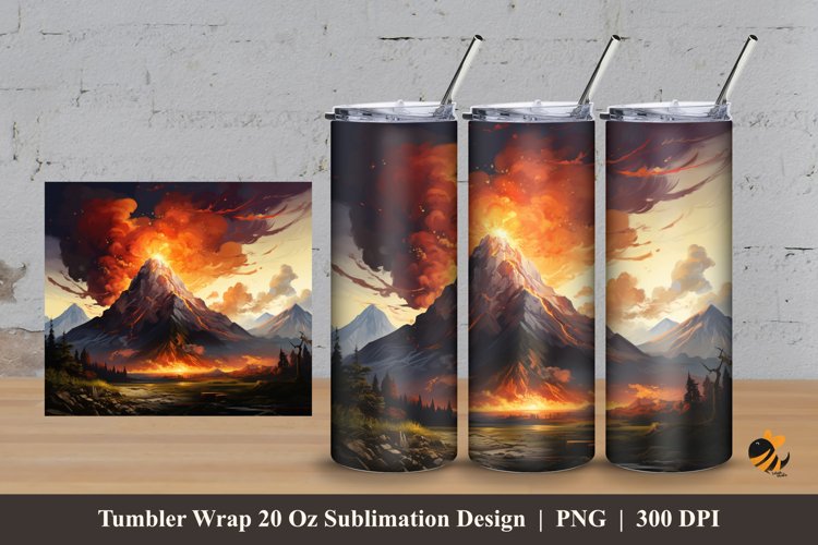 Ancient Volcano Tumbler Wrap Sublimation Design 3