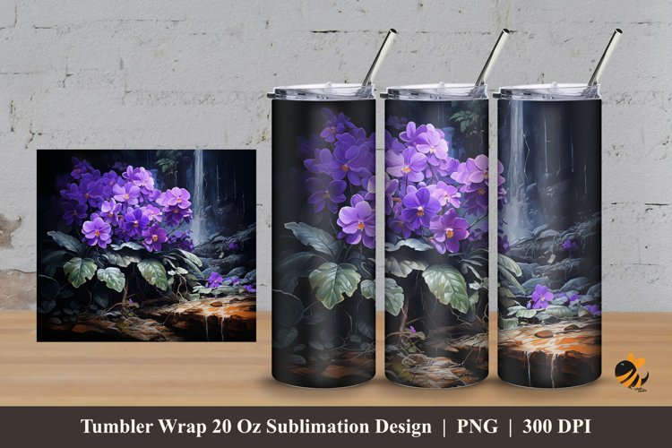 Beautiful Purple Tumbler Wrap Sublimation Design 3