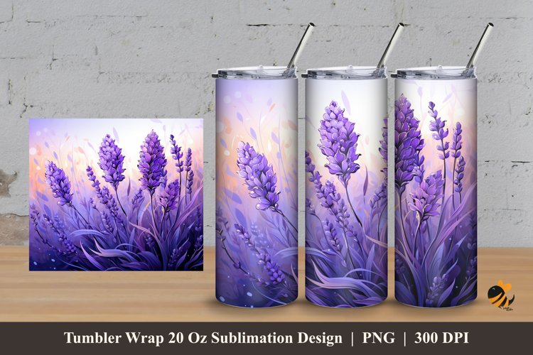 Lavender Floral Tumbler Wrap Sublimation Design 3