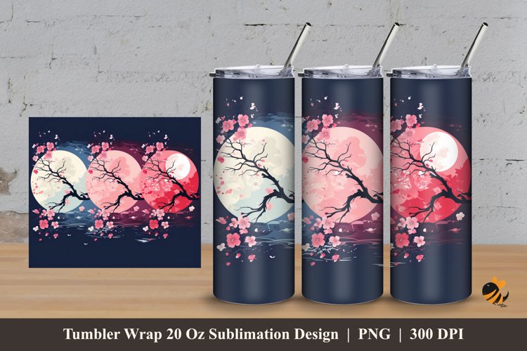 Sakura Branch Tumbler Wrap Sublimation Design 3
