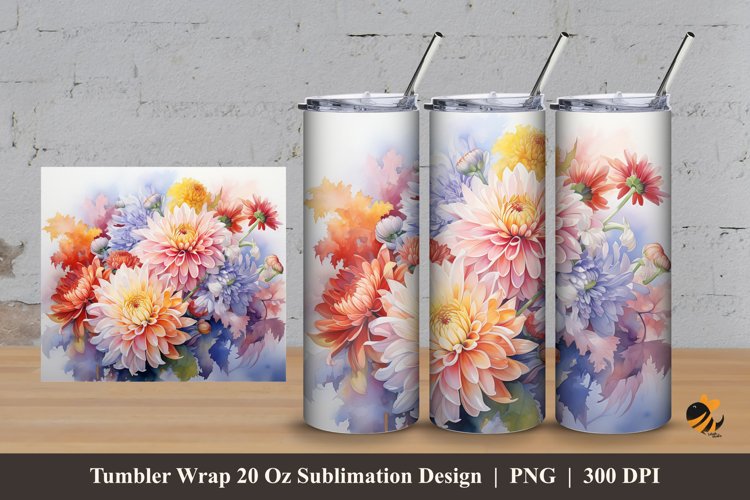 Blooming Love Tumbler Wrap Sublimation Design 3