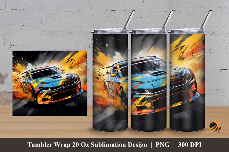 Racing Car Tumbler Wrap Sublimation Design 3 (3260370)