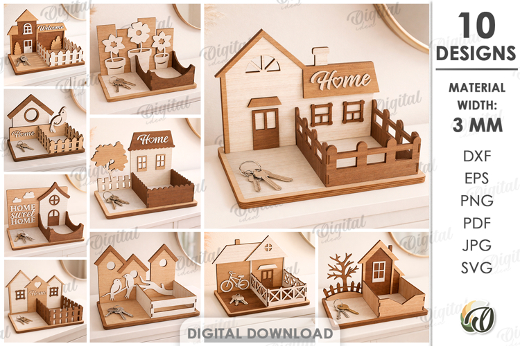 3D Home Decors Bundle Laser Cut. Stand Decor SVG